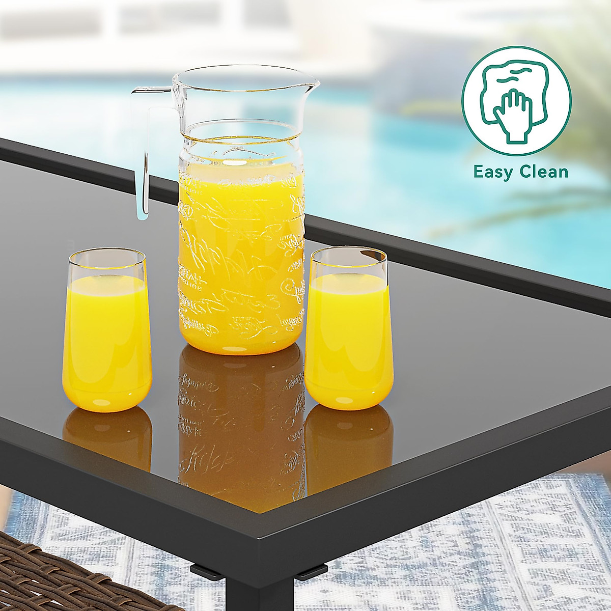 YITAHOME 4-Piece Patio Furniture Wicker Outdoor Bistro Set, All-Weather Rattan Conversation Loveseat Chairs for Backyard, Balcony and Deck with Soft Cushions and Metal Table (Light Brown+Gray)