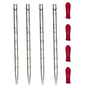OESS Thick Glass Graduated Dropper Pipettes 1ml with Red Rubber Caps Pk/4