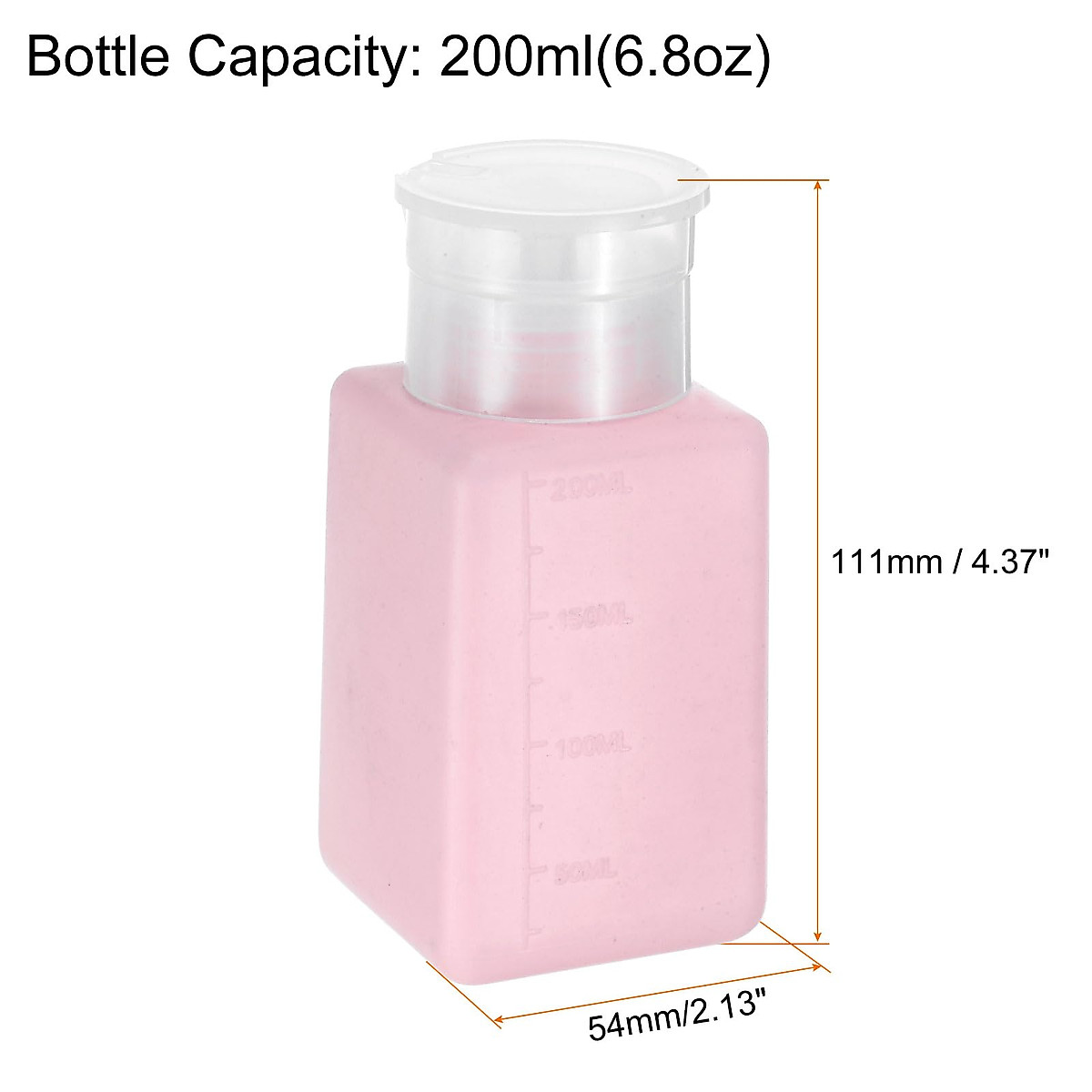 HARFINGTON Solvent Alcohol Dispenser 200ml(6.8oz) Press Type ESD Safe Anti-Splash Liquid Dispenser Pump with Sealing plastic Lid for Alcohol, Nail Polish & Makeup Remover, Pink