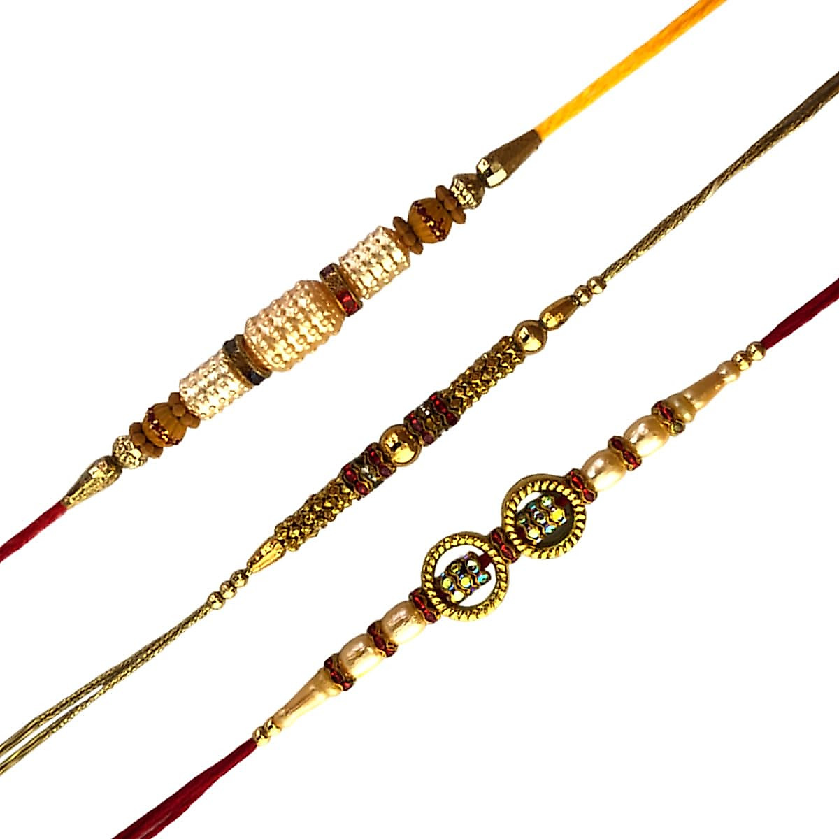 SHREESHANAIK Set of 3 Rakhi Handicrafted Rakhi Sets for Brother Bhaiya Bhai and Bhabhi for Raksha Bandhan Indian Bracelet Beads Rakhi Thread Bhaiya Bhabhi Sister Rakhi Band
