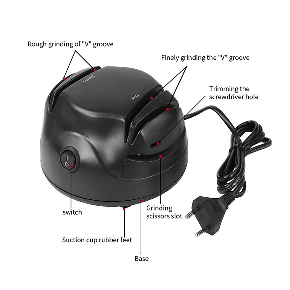 HOG Electric Knife Sharpener - 3-in-1, Quick, Multifunction, Simple and Safe, Stronger and Durable, Ultra-Sharp, Suction Cup Rubber