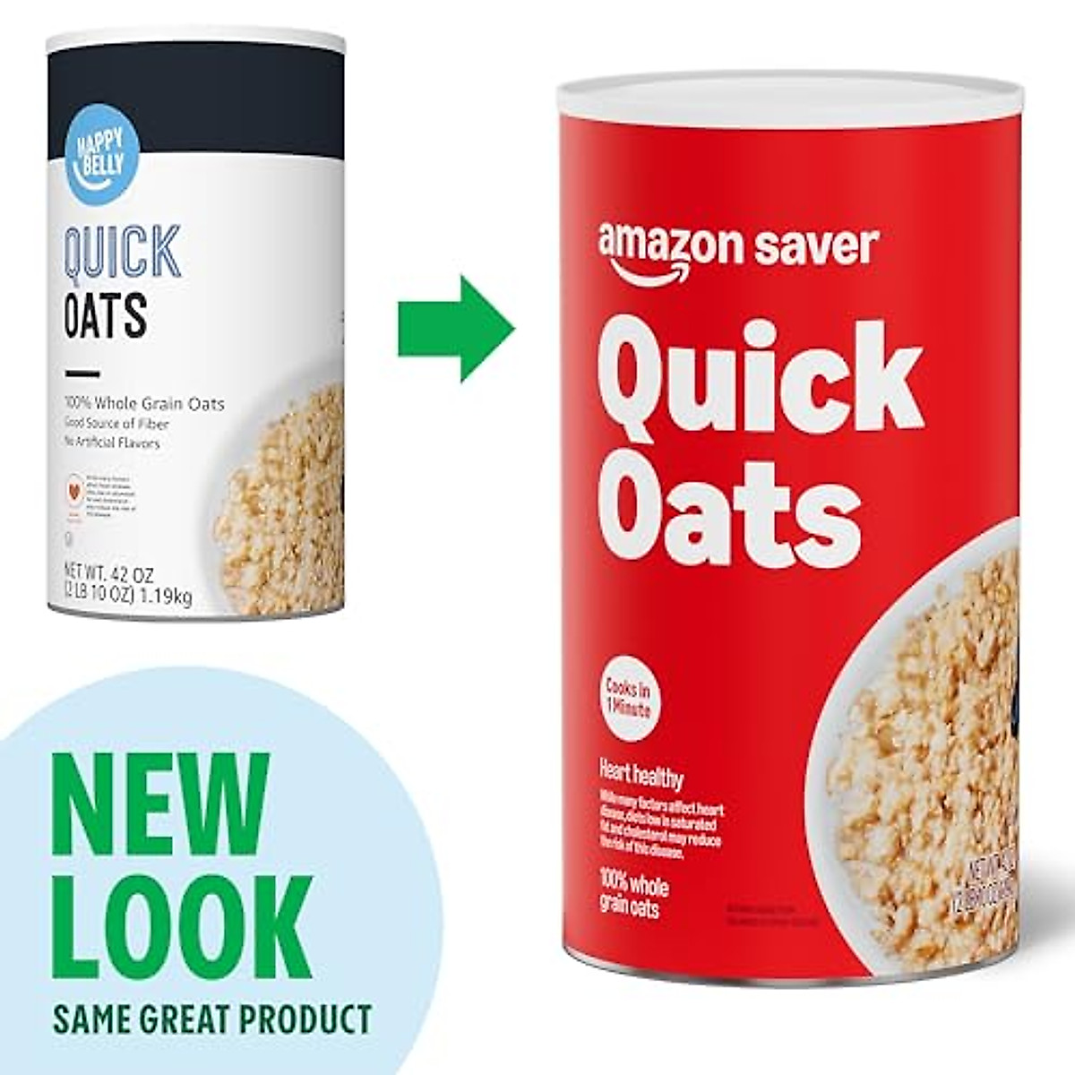 Amazon Saver, Quick Oats, 42 Oz (Previously Happy Belly, Packaging May Vary)