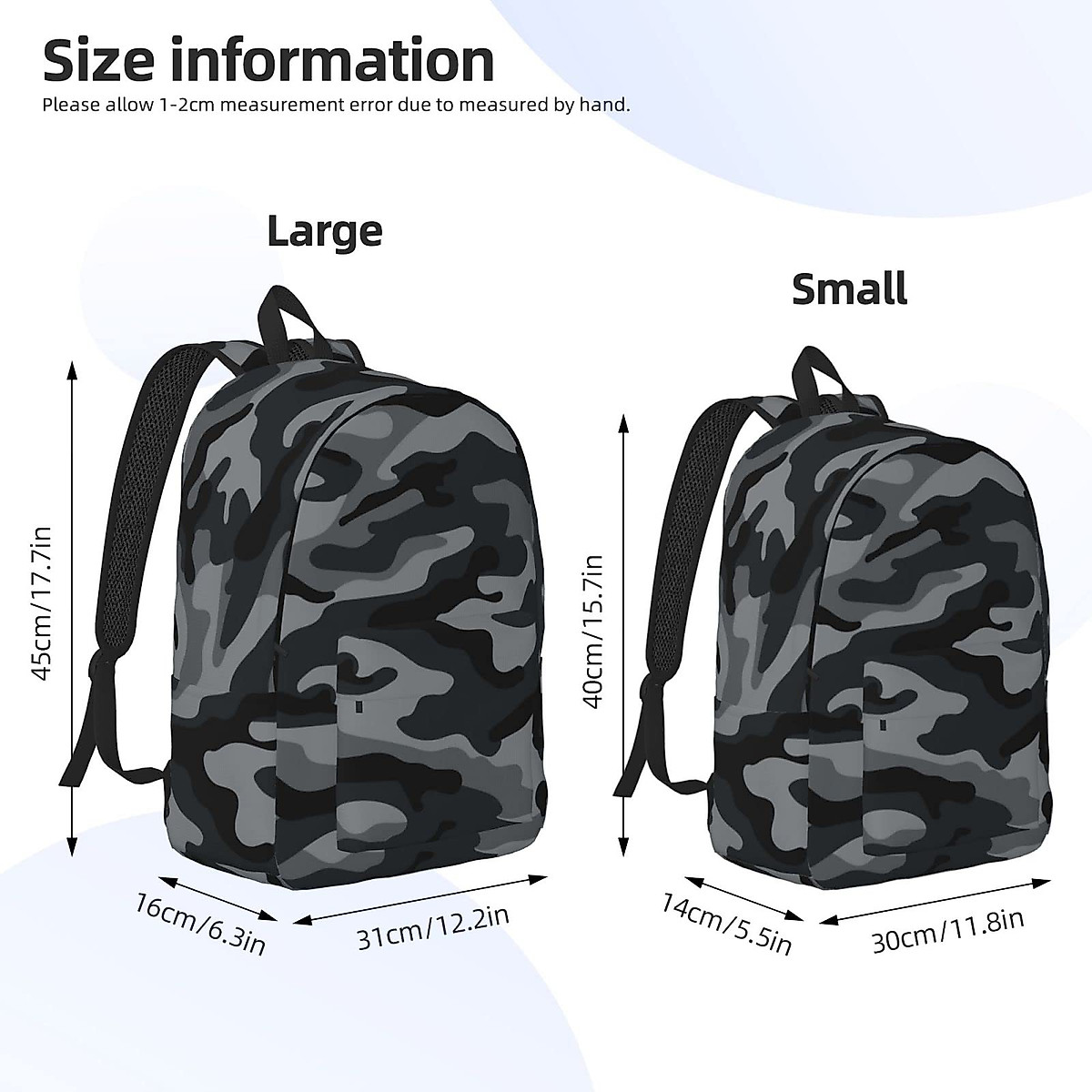 Duduho Camouflage Camo Grey Backpack 15.7 Inch Laptop Backpack Travel Hiking Daypack Multipurpose Book Bag For Men Women Teens Boys Girls