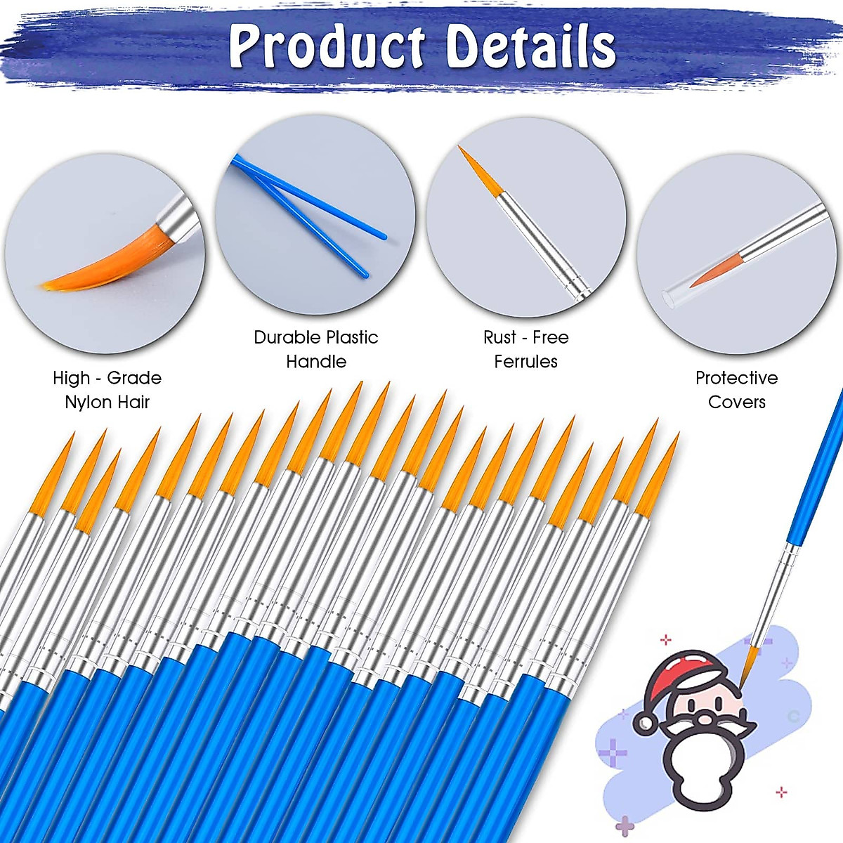 100Pcs Paint Brushes Bulk Small, Anezus Paint Brushes for Kids Fine Paint Brushes Set Detail Paint Brushes for Classroom Model Canvas Face Nail Art Acrylic Watercolor Paint Craft Supplies