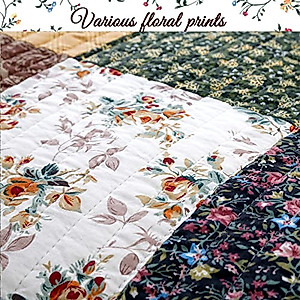 Cozy Line Home Fashions Andy Mustard Yellow Country Farmhouse Real Patchwork Quilt Bedding Set, 100% Cotton Reversible Coverlet, Bedspread (Brown Olive, King - 3 Piece)