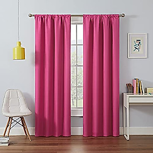 ECLIPSE Kendall Modern Blackout Thermal Rod Pocket Window Curtain for Bedroom or Living Room (1 Panel), 42 X 84, Raspberry