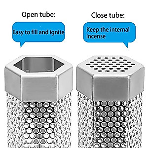 BBQ Outdoor Picnic Stainless Steel Smoked Pellet Tube, Camping Outing Barbecue Grilling Meat Flavor Bacon Smokey Accessories, 5/6/7 Inch Square Hexagonal Smoker Pipe for Hot/Cold Smoking (8 inch)