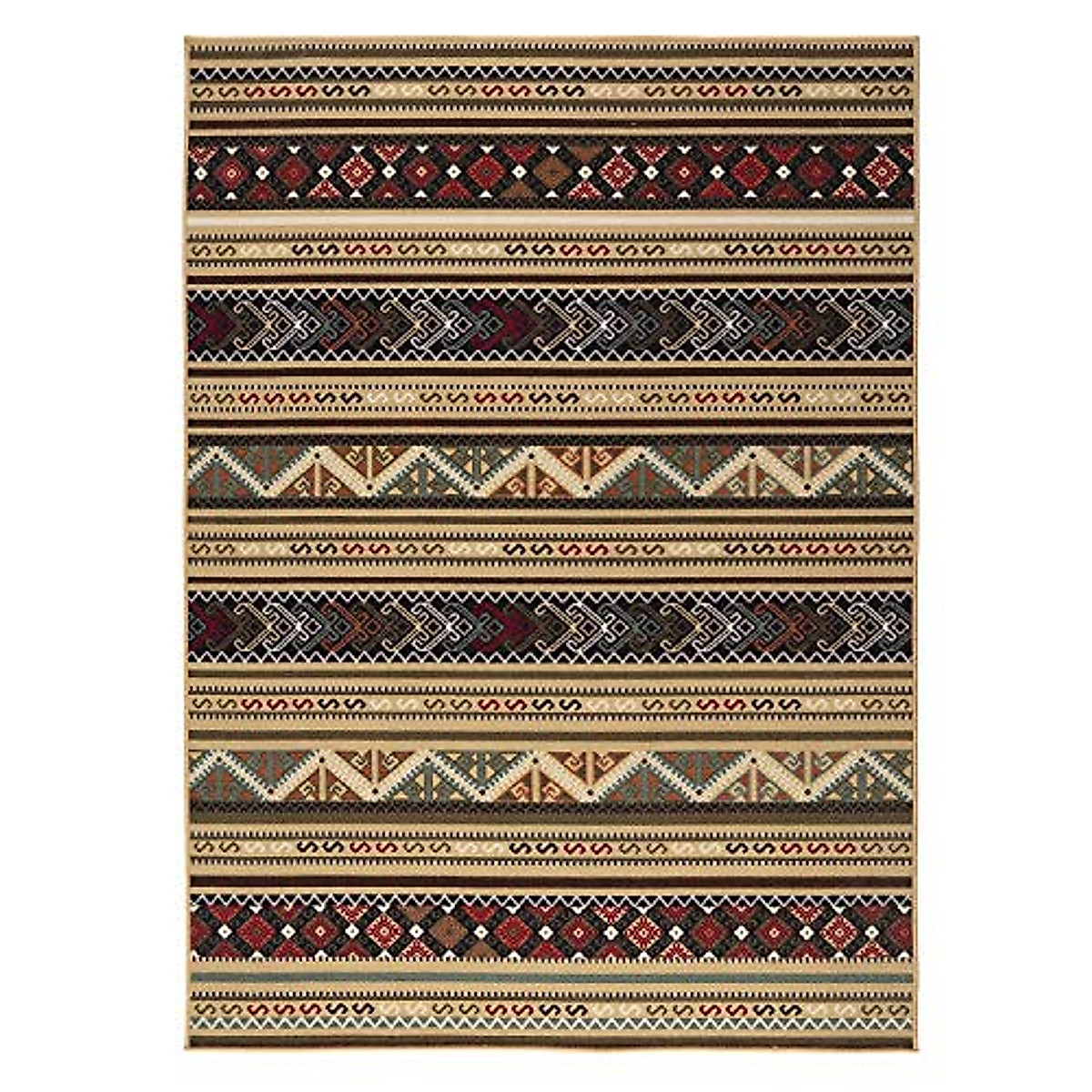 Antep Rugs Alfombras Non-Skid (Non-Slip) 5x7 Rubber Backing Moroccan Geometric Low Profile Pile Indoor Area Rugs (Beige, 5' x 7')