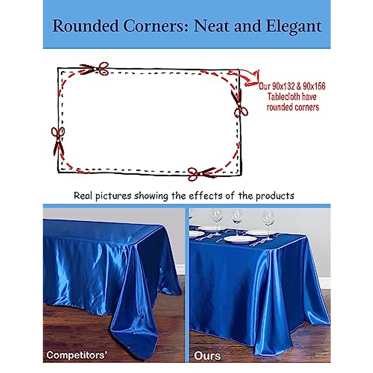LinenTablecloth 90 x 132-Inch Rectangular Polyester Tablecloth with Rounded Corners, White