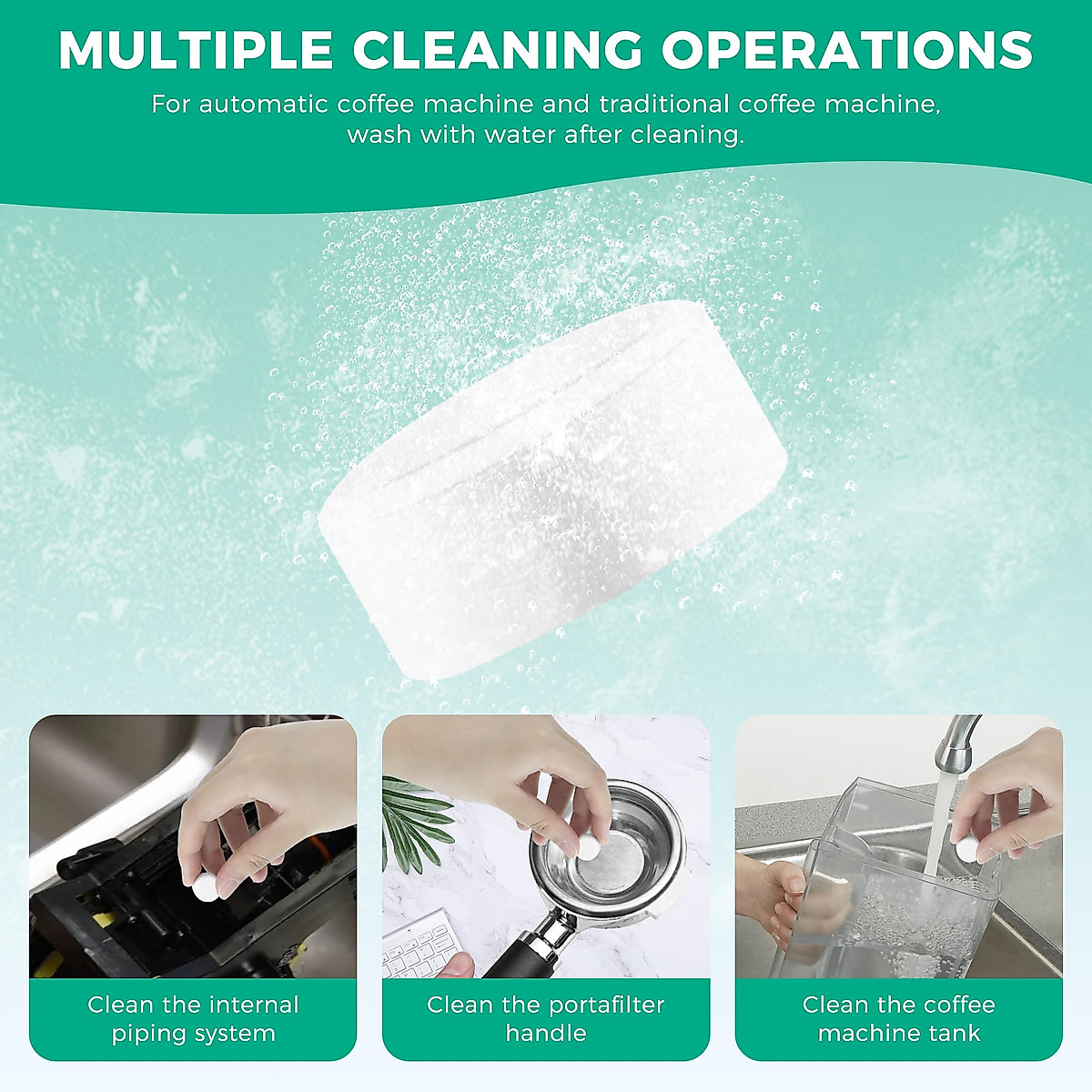 ROOAUG 120 Tabs Coffee Maker Cleaner,Espresso Machine Cleaning Tablets Compatible for all Coffee Machine Models-Cleaning Tablets for Coffee Machine