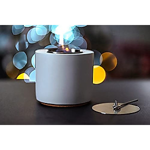 MTAPF® Tabletop Firepit Indoor/Outdoor Table Top Fire Pit with Skewers Smokeless Tabletop Fireplace Bio Ethanol Fuel Real Flame for Balcony, Smores, Includes 2nd Wick(4.6x4.6, White)