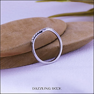 Dazzlingrock Collection Round White Diamond 11 Stone Contour Stackable Wedding Band for Women in 925 Sterling Silver Size 5