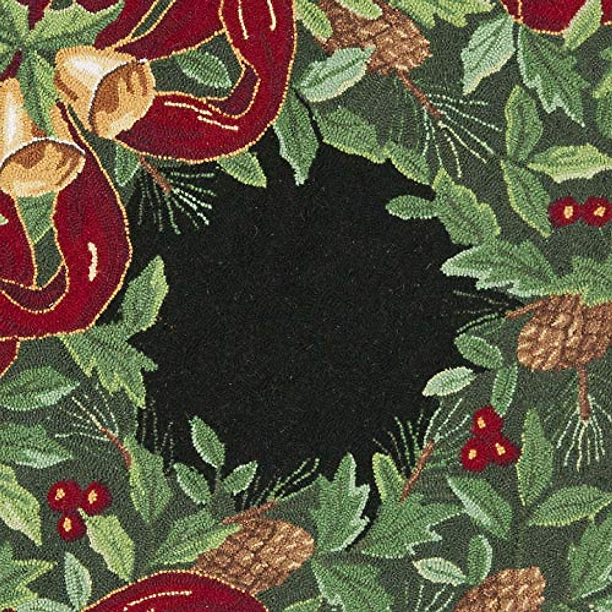 SAFAVIEH Vintage Poster Collection Area Rug - 6' Round, Black & Green, Handmade Christmas Wreath Novelty Wool, Ideal for High Traffic Areas in Living Room, Bedroom (VP323A)