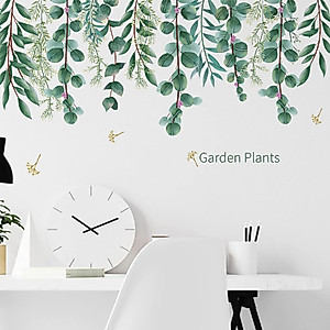 3Pcs Tropical Plants Flowers Vine Wall Corner Stickers, Removable Green Plants Fresh Leaves Flower Wallpaper Decals, Garden DIY Art Mural for Nursery Bedroom Kitchen Offices Home Decorations (B)