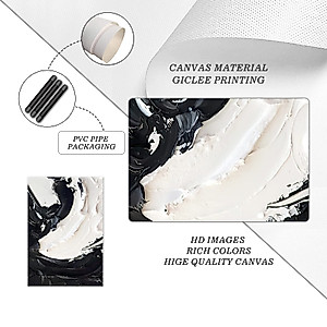 YIIBZBGY Modern Wall Art Poster, 16x24in Black and White Abstract Painting, Textured Minimalist Wall Art for Living Room Bedroom Office Wall Decor