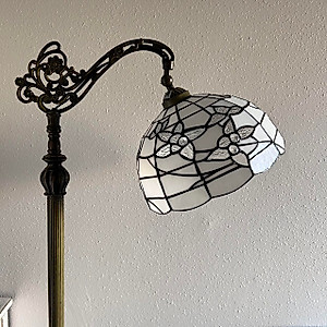 enjoy decor lamps Tiffany Floor Lamp White Stained Glass Flowers LED Bulb Included Gooseneck Adjustable Corner Standing Reading Light for Living Room Bedroom 20" W*12" D*63" H