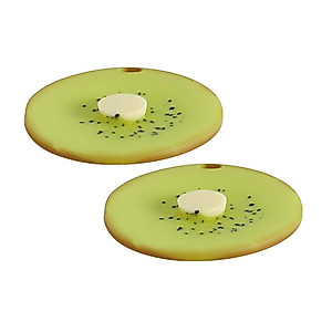 Charles Viancin - Set of 2 Kiwi 4” Silicone Drink Covers - Airtight Seal on Any Smooth-Rimmed Glass, Keep Drinks Cool or Hot, Protect from Winged Pests - BPA-Free - Oven, Freezer, Dishwasher Safe