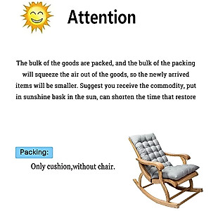 TESICA Rocking Chair Cushion with Ties Non Slip Adirondack Chair Cushion Patio Chair Cushions Rocking Chair Cushions High Back Chair Cushions for Garden Indoor Outdoor, Grey, 47x20in