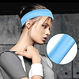 12 Pcs Women's Headband Elastic Sports Hair Accessories Cotton Yoga Headband Designed Wearproof (Light Blue, One Size)