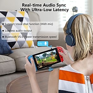 Bluetooth Adapter for Nintendo Switch/Lite, BT 5.0 Wireless Audio Transmitter with Low Latency USB C to A Converter for Bluetooth Headphone Speakers on PS4 PS5 PC Laptop Airpods
