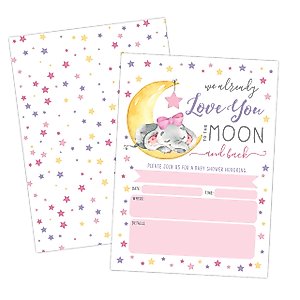 Your Main Event Prints Greeting Card, Baby Shower Invitation, Elephant, 20 Invitations and Envelopes