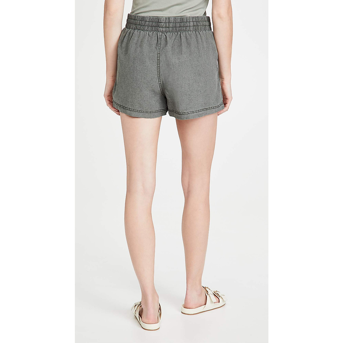 Splendid Women's Elastic Waistband Knit Relay Active Short, Vintage Olive Brown, S