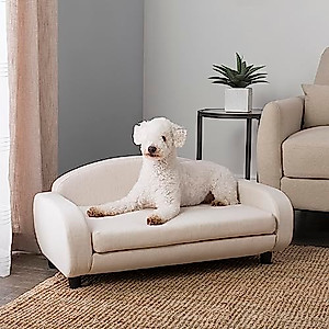 Paws & Purrs Modern Pet Sofa 31.5" Wide Low Back Lounging Bed with Removable Mattress Cover in Espresso/Oatmeal