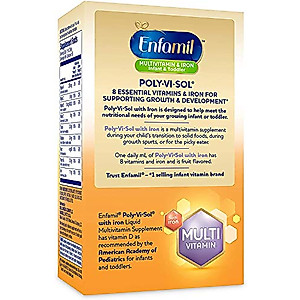 Enfamil Prenatals & Baby Vitamin Poly-Vi-Sol with Iron Multivitamin Supplement Drops for Infants and Toddlers, 50 mL dropper bottle, (Pack of 2)