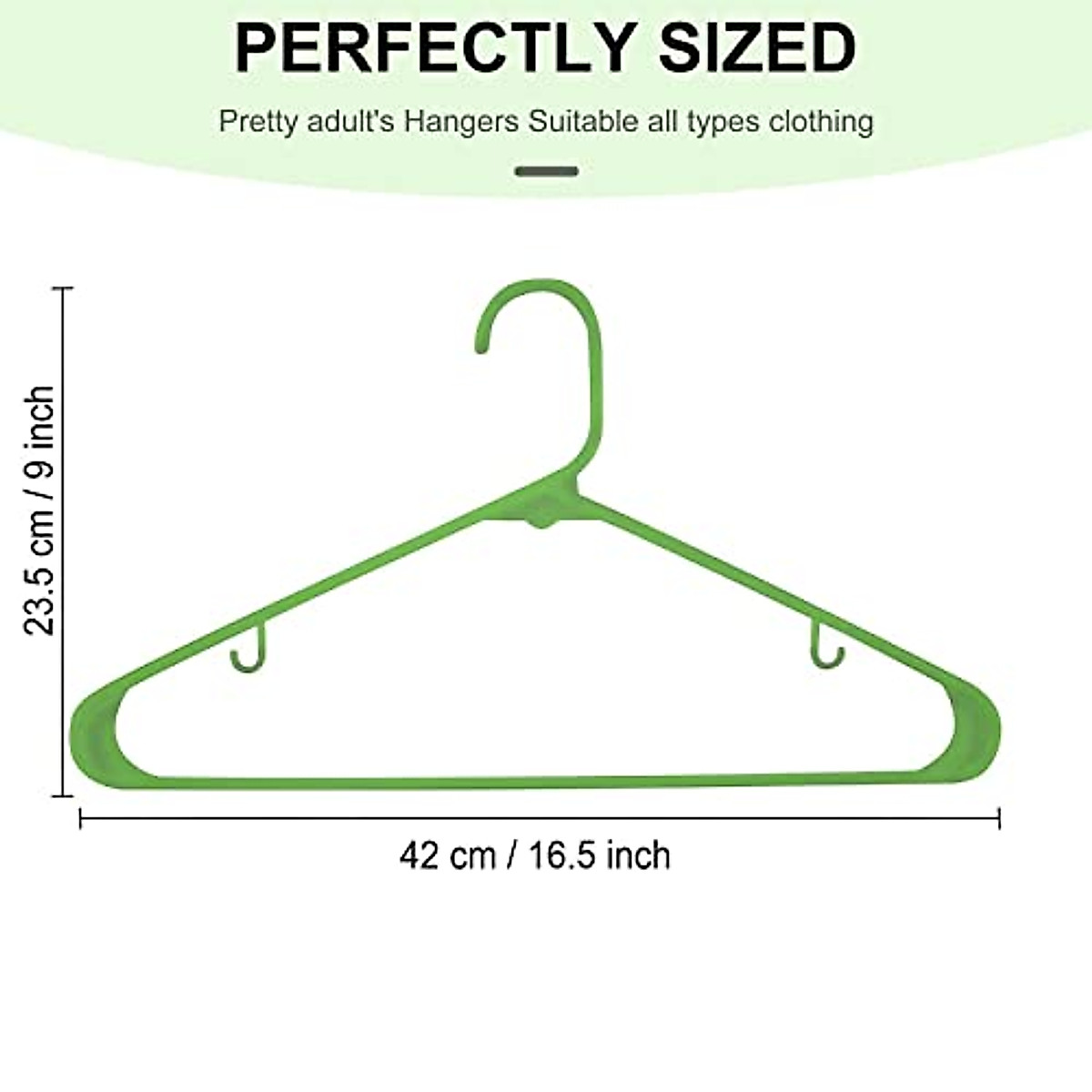 Plastic Hangers 20 Pack, Durable Tubular Hanger and Clothes Hangers, Non-Slip Slim Space Saving, Adult Standard Hangers Ideal for Jackets, Suits, Dress, Trousers, Coats（Green）