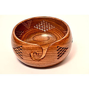 VETERIS Crafted Yarn Storage Bowls with Decorative Carved Handmade Grills - Knitting & Crochet Accessories Supplies