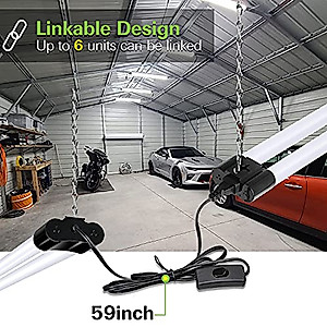 hykolity Linkable LED Shop Light for Garage, 4400lm, 4FT 42W Utility Light Fixture, 5000K Daylight LED Workbench Light W/Plug [250W Equivalent] Hanging or Surface Mount, Black - 4 Pack ETL