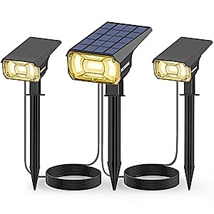 100LED Solar Spotlights Power 2PCS 40LED Non-Solar Outdoor Lights for Palm Trees,IP68 Waterproof Solar Lights Outdoor Garden Auto On/Off,3-IN-1 Solar Powered Solar Spot Lights Outdoor Landscape Lights