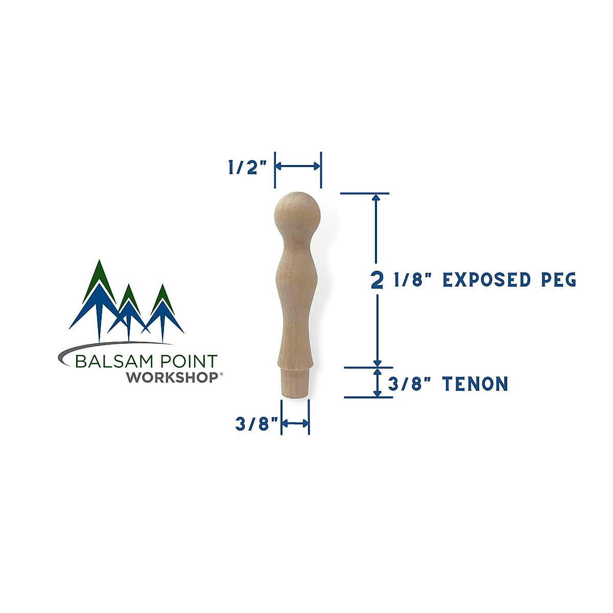 2.5 Inch Birch Coffee Mug Hooks Unfinished Smooth Sanded Pegs (10-Pack)