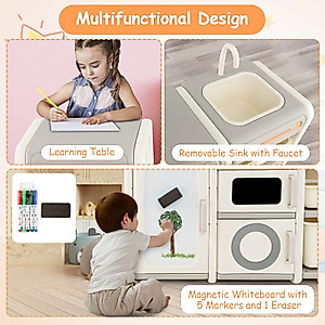 Costzon Kids Toy Storage Organizer, Multipurpose Montessori Toy Shelf with Removable Drawers, Magnetic Whiteboard, Markers, Toddler Toy and Book Storage Cabinet for Playroom, Bedroom, Nursery