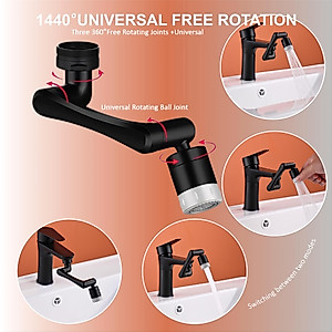 Generic ZYHS-PRO2 1440 Swivel Faucet Aerator, Alloy Sink Faucet Extender with 2 Patterns of Splash Proofing for Eye/Hair/Face Wash