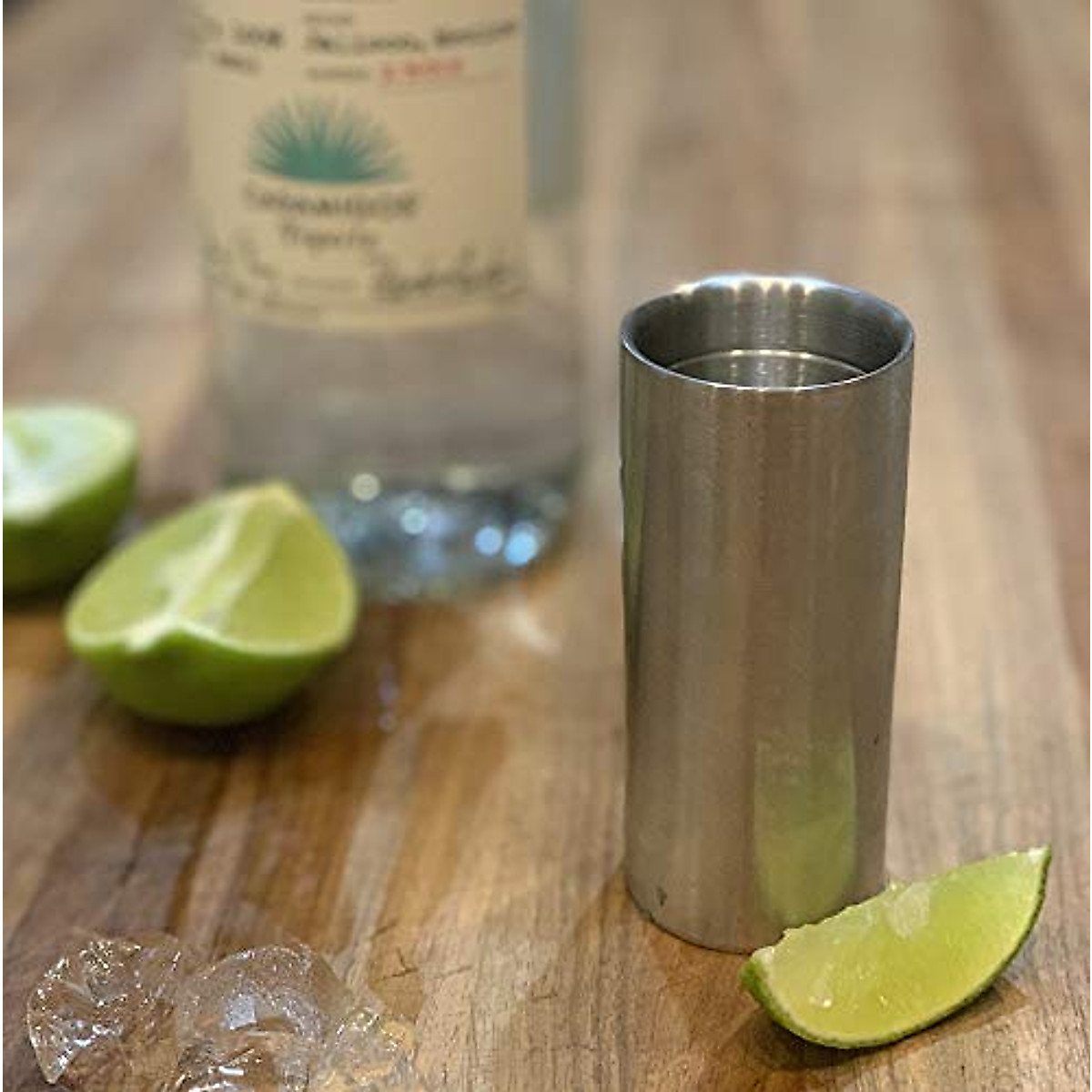 Outset Bartending Tool, Double Wall Cocktail Measuring Jigger, 2 in 1, 1oz and 2 oz, Stainless Steel