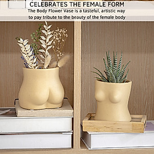 Body Vase Female Form, Butt Planter, Cheeky Flower Vases w/Drainage, Speckled Matte Nude Ceramic, Women Booty Shaped Sculpture, Modern Boho Decor Plant Pot Feminist Cute Minimalist Chic Small Bathroom
