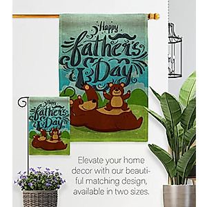 Beary Happy Father's Day Garden Flag - Family Dad Daddy Papa Grandpa Best Parent Sibling Relatives Grandparent - House Decoration Banner Small Yard Gift Double-Sided Made in USA 13 X 18.5