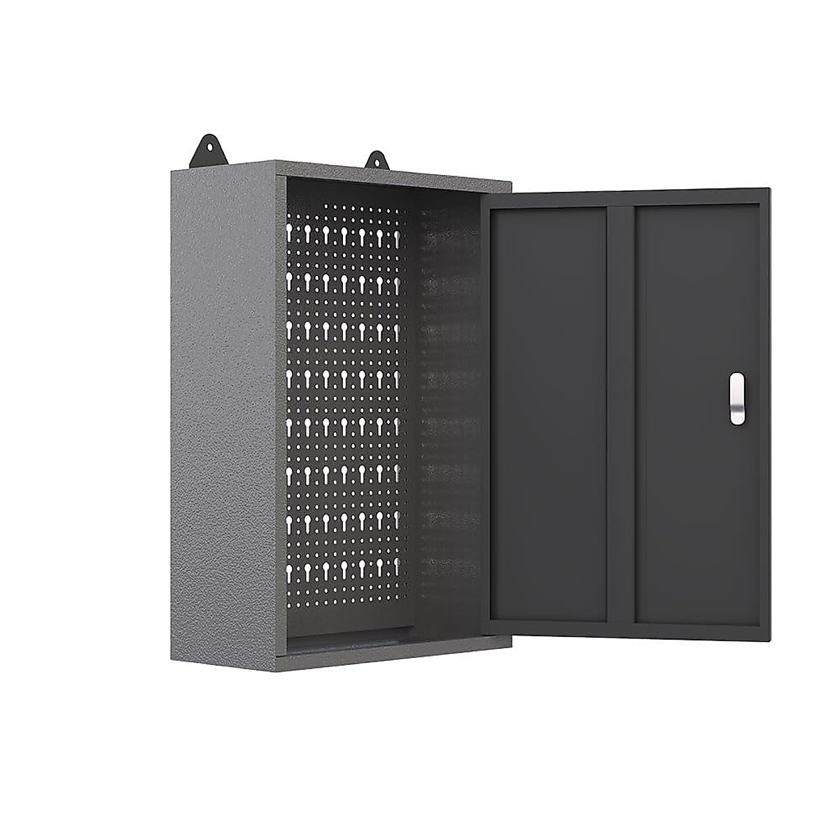 JZD Metal Storage Cabinets, Wall Mounted Tool Chest with 1 Locking Door, for Home Office, Black and Gray