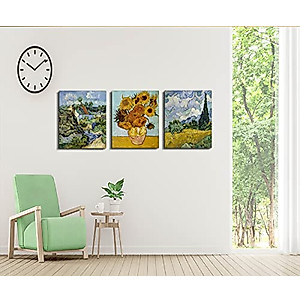AnZhongArt van gogh canvas wall art -canvas art-van gogh -Sunflower Pictures-Bathroom living room bedroom wall art decoration 12"x16"x3 Piece