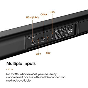 Chaowei Bluetooth TV Sound Bar Speaker 150W with 4 Subwoofers-37 Inch Surround 2.1 Sound System - HDMI,ARC, Optical,AUX,USB,Coaxial Cable Connectivity-Remote Control Included