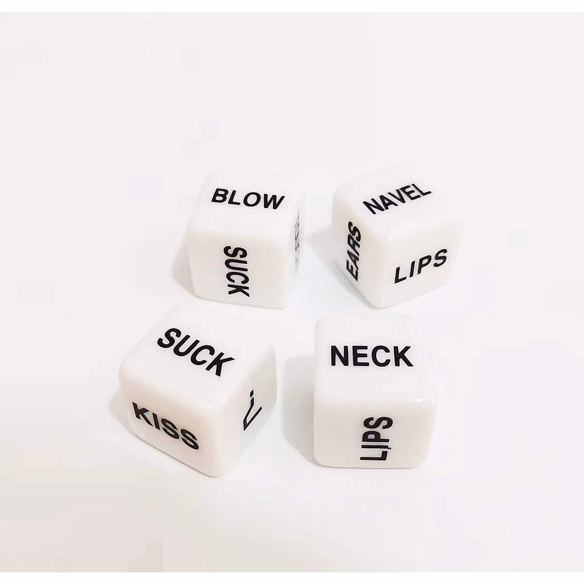 English Fun White Couple dice,Dice with Action Instructions in English,2 Pieces to Play Together,36 Ways to Play,Acrylic(4 Pieces)