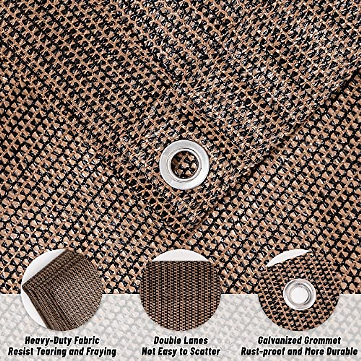 LOVE STORY Durable 6x12 FT Outdoor Sun Shade Cloth 95% UV Protection Heat Resistant HDPE Material Breathable Shade Fabric with Grommets for Patio Porch Pergola Cover Canopy,Brown(We Customized)