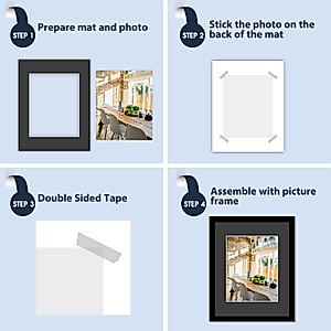 MBC Mat Board Center, Pack of 5, 11x14 for 8x10 Black Photo Picture Mat - Acid Free, 4-ply Thickness, White Core - for Pictures, Photos, Framing