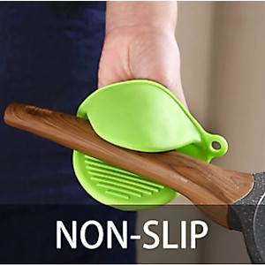 Innovation - Silicone Oven Mitts, 2 Pieces Heat and Slip Resistant Finger Protective Gloves for Kitchen Frying Cooking Baking BBQ (Green, 2)