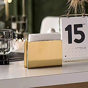 Gold Napkin Holder Freestanding Steel Tissue Dispenser Paper Napkin Holder for Dining Table Kitchen Countertop Guest Towel (Square)
