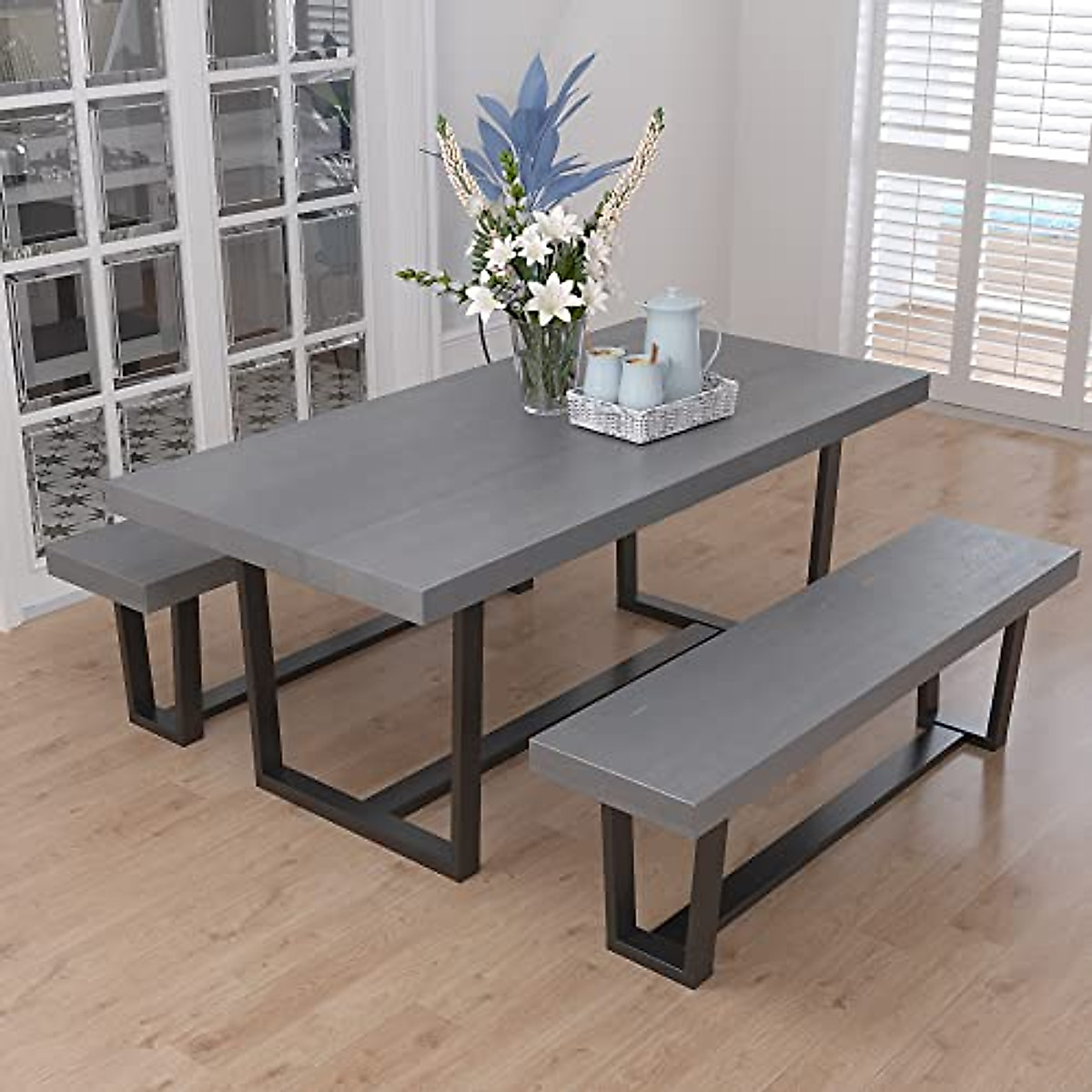 72” Kitchen & Dining Room Tables for 6-8 Person, Modern Farmhouse Rectangular Dining Table 72 with Metal Frame, 36 by 72 Dining Room Table for Home Office Furniture