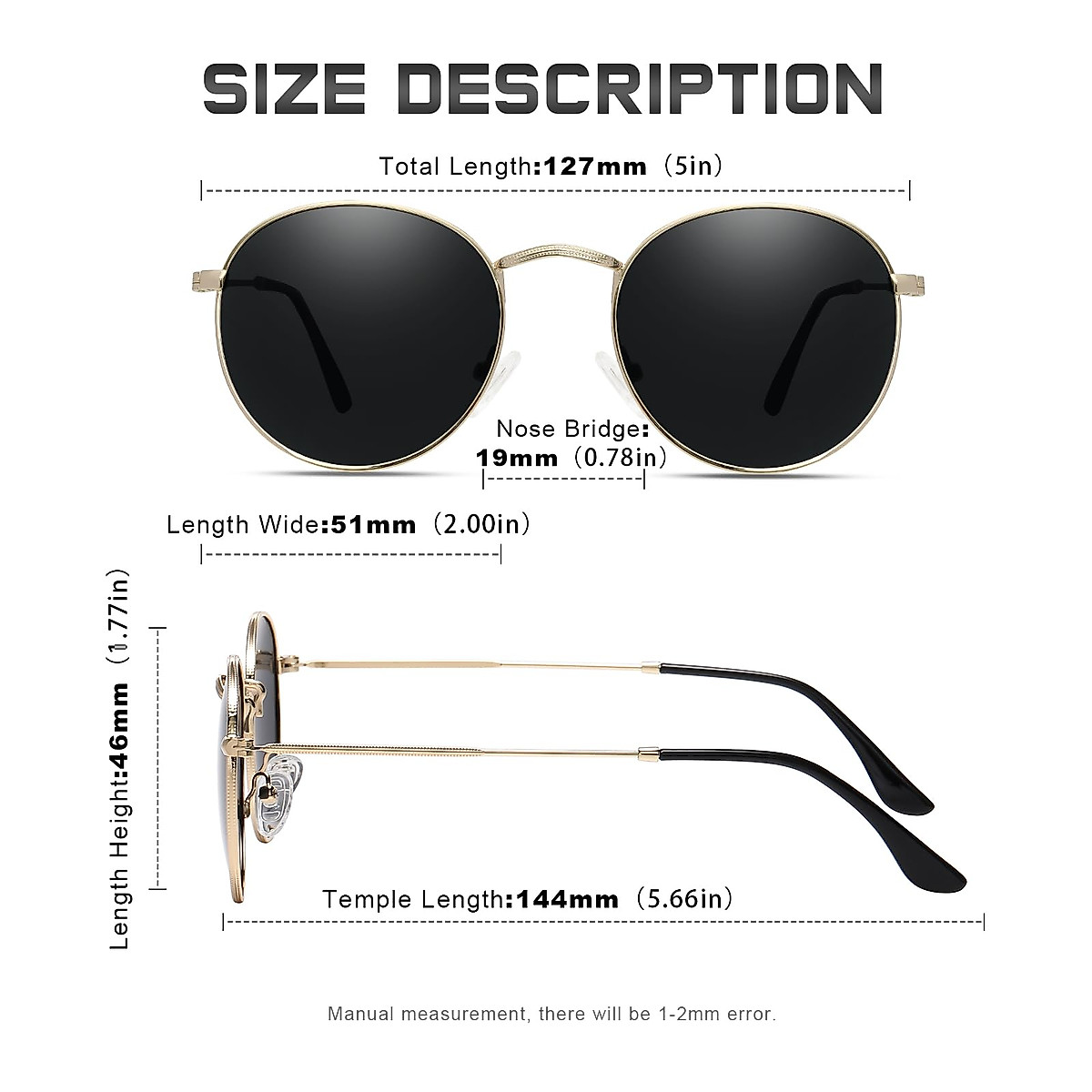 YWWPMDOF Round Sunglasses Women Men - Trendy Small Circle Polarized Sun Glasses UV Protection