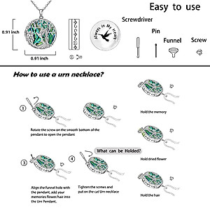Hummingbird Necklace Hummingbird Urn Necklace for Ashes for Women Abalone Tree of Life Cremation Pendant Sterling Silver Memorial Keepsake Jewelry Mothers Day Gifts