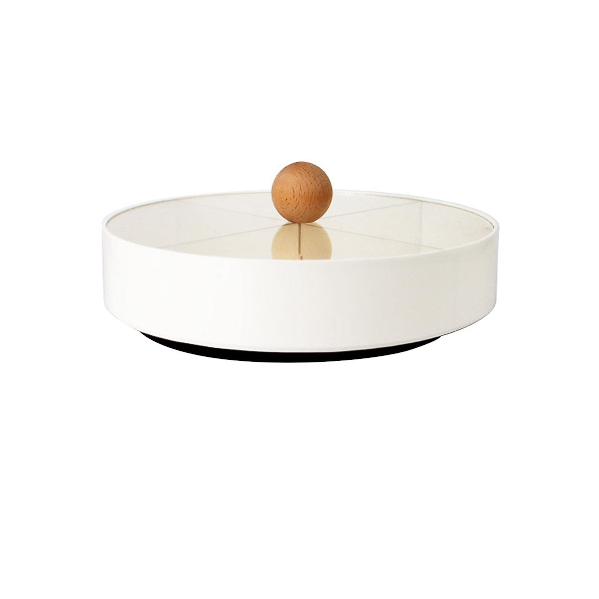 Creative Dried Fruit Plate 4 Compartment, Multipurpose Accessory with Clear Lid Serving Trays Storage Box for Party Living Room Kitchen, Home, White(with Base)